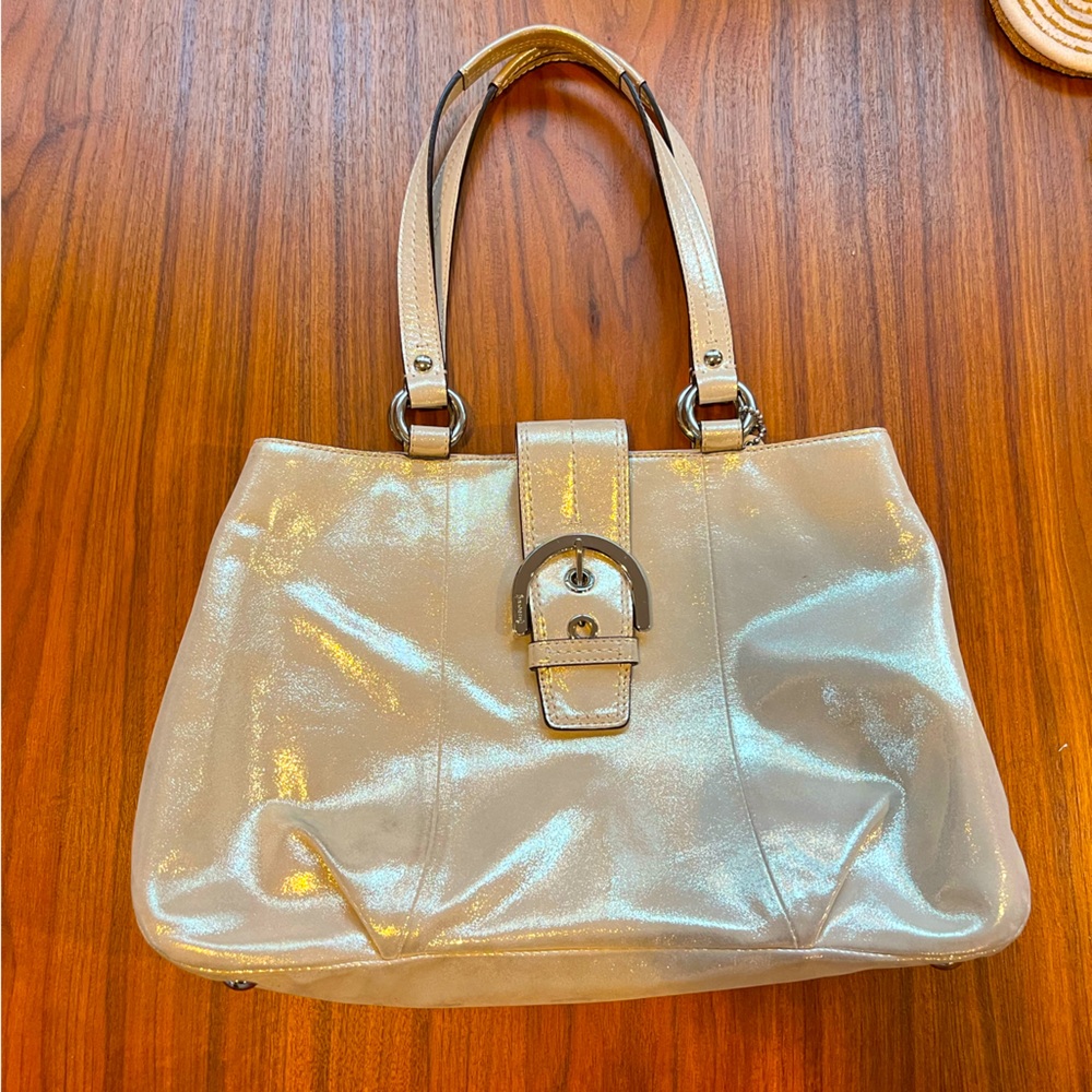 Coach Purse. Shiny Metallic Champagne Color. - Gem